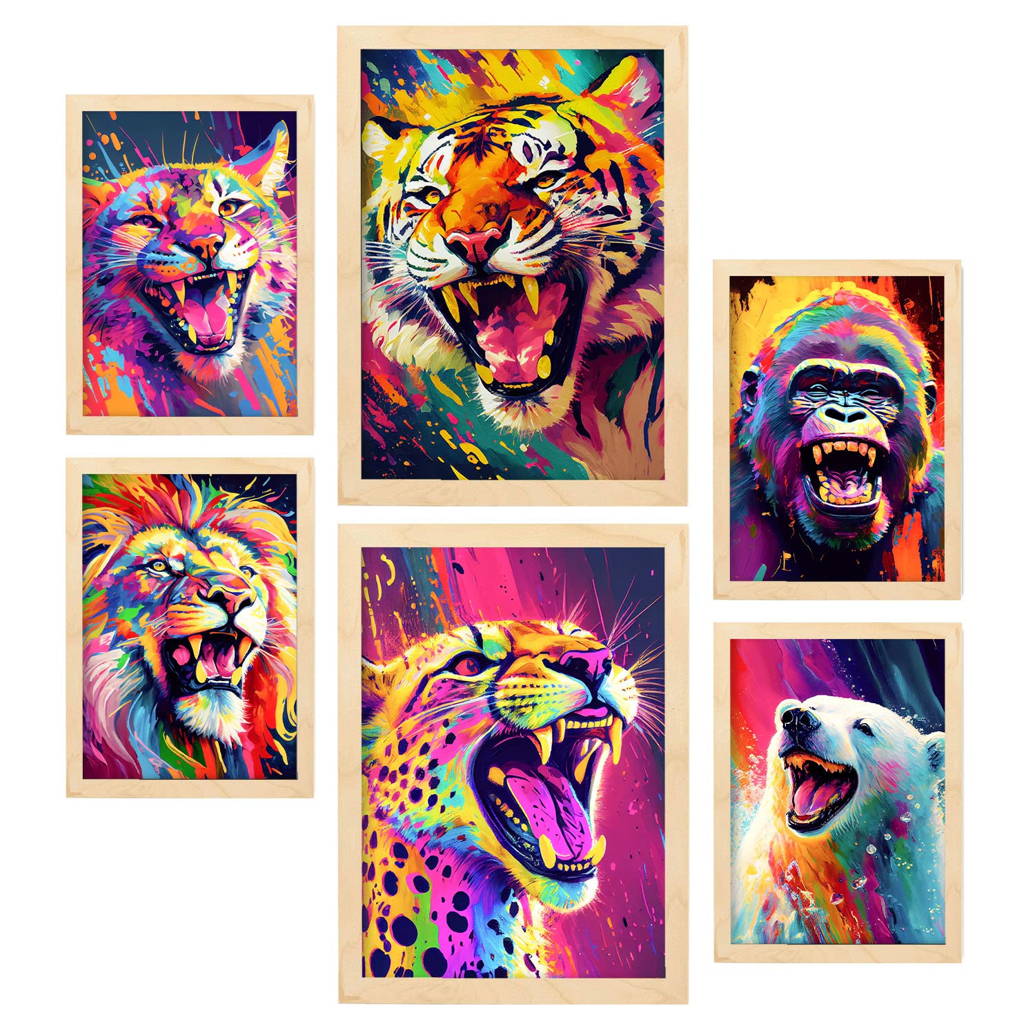 Nacnic Animaux Féroces Affiches En Style Portrait Illustrations D ...