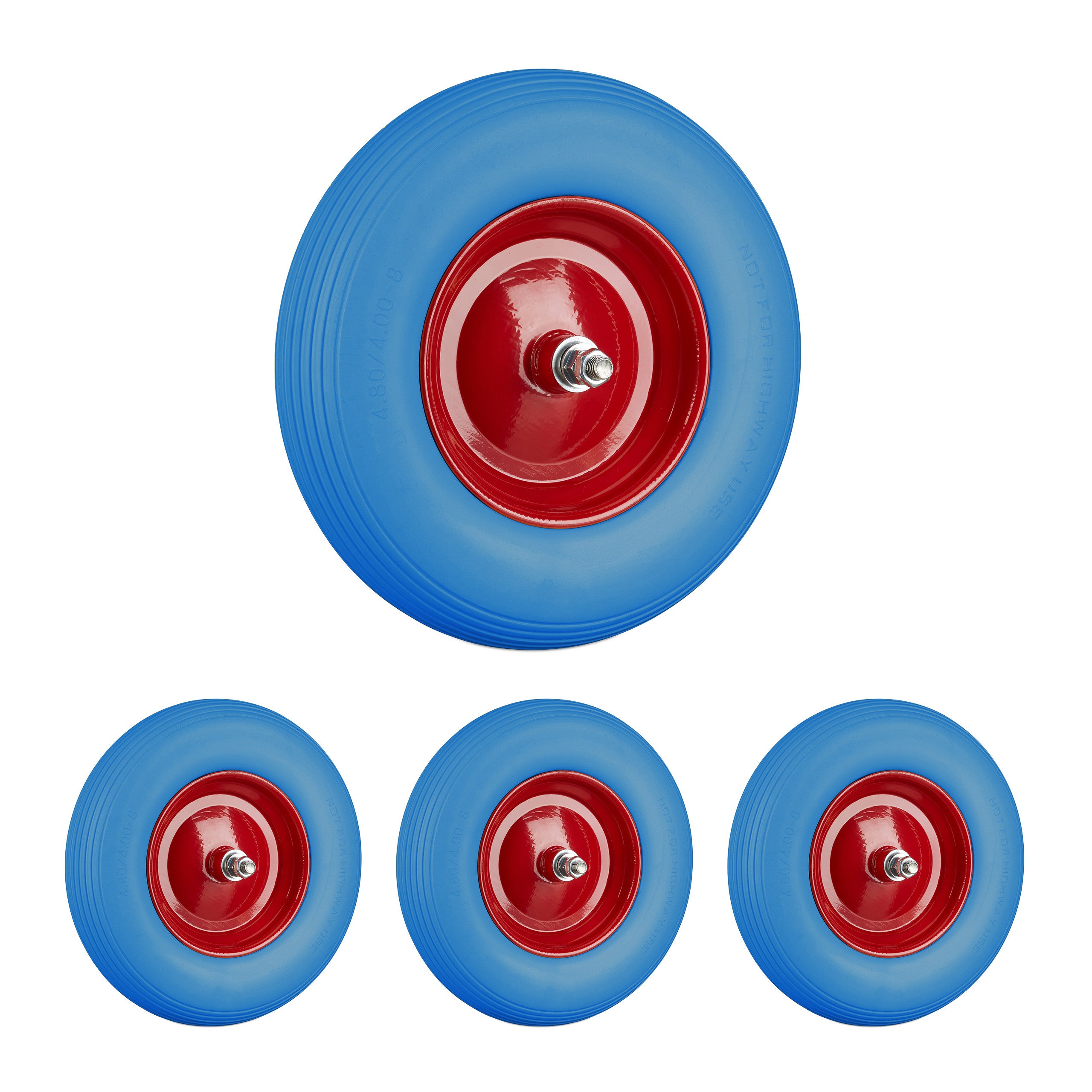 Roue de brouette caoutchouc, lot de 4, roue de rechange avec axe, 4.80 ...