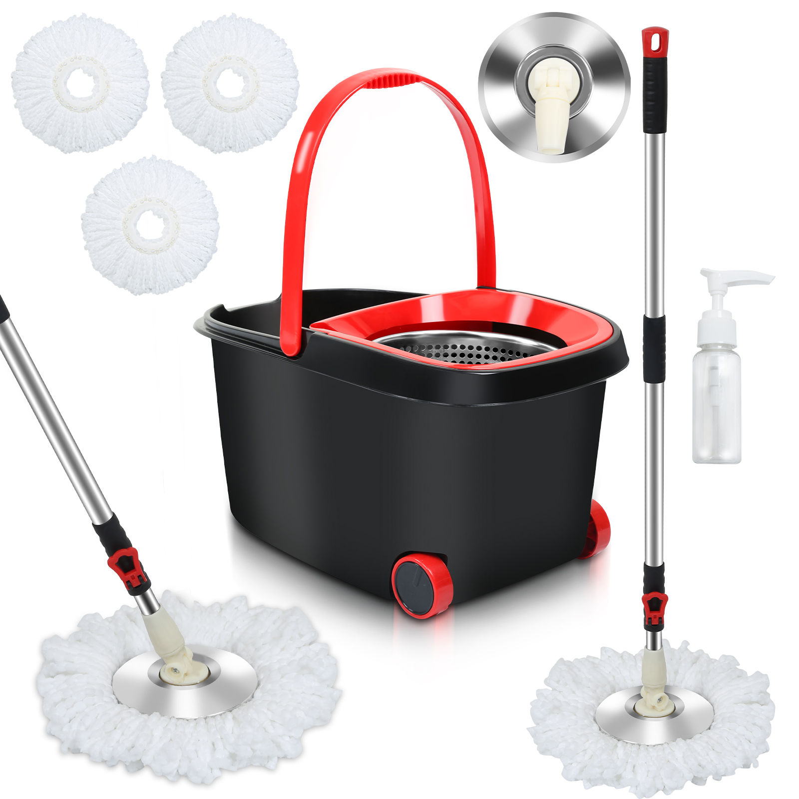 Floor Mop Turbo Wiper Mop Set con almohadillas de microfibra de 3 ...