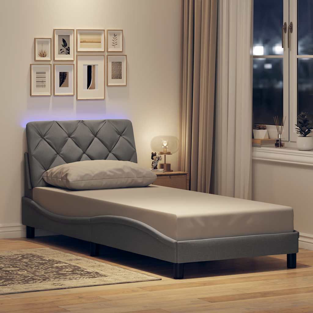 VidaXL Estructura cama con LED sin colchón tela gris claro 90x200 cm ...