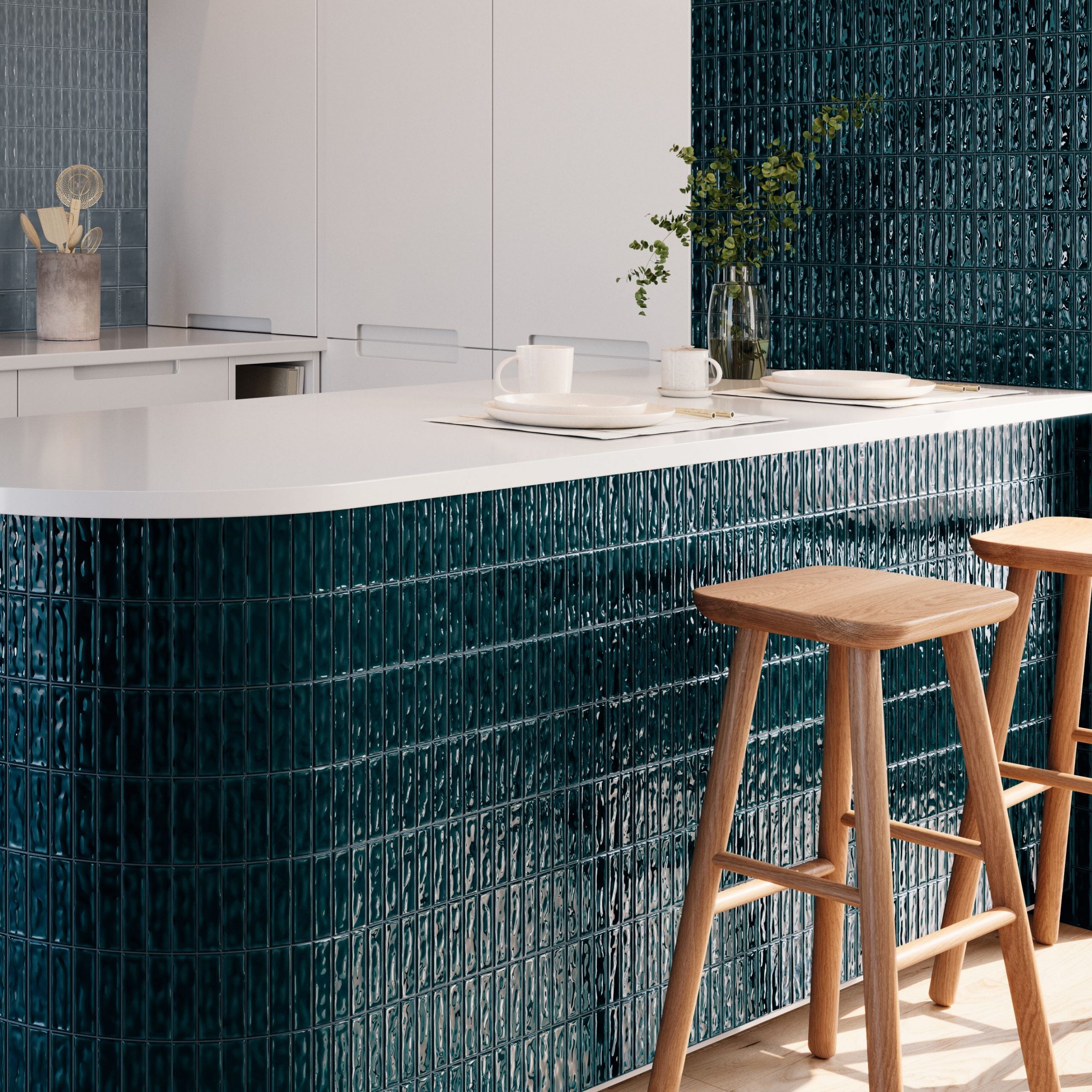 Azulejo Efecto Mosaico Precortado en Teselas de 2,6x10cm Azul Oscuro ...