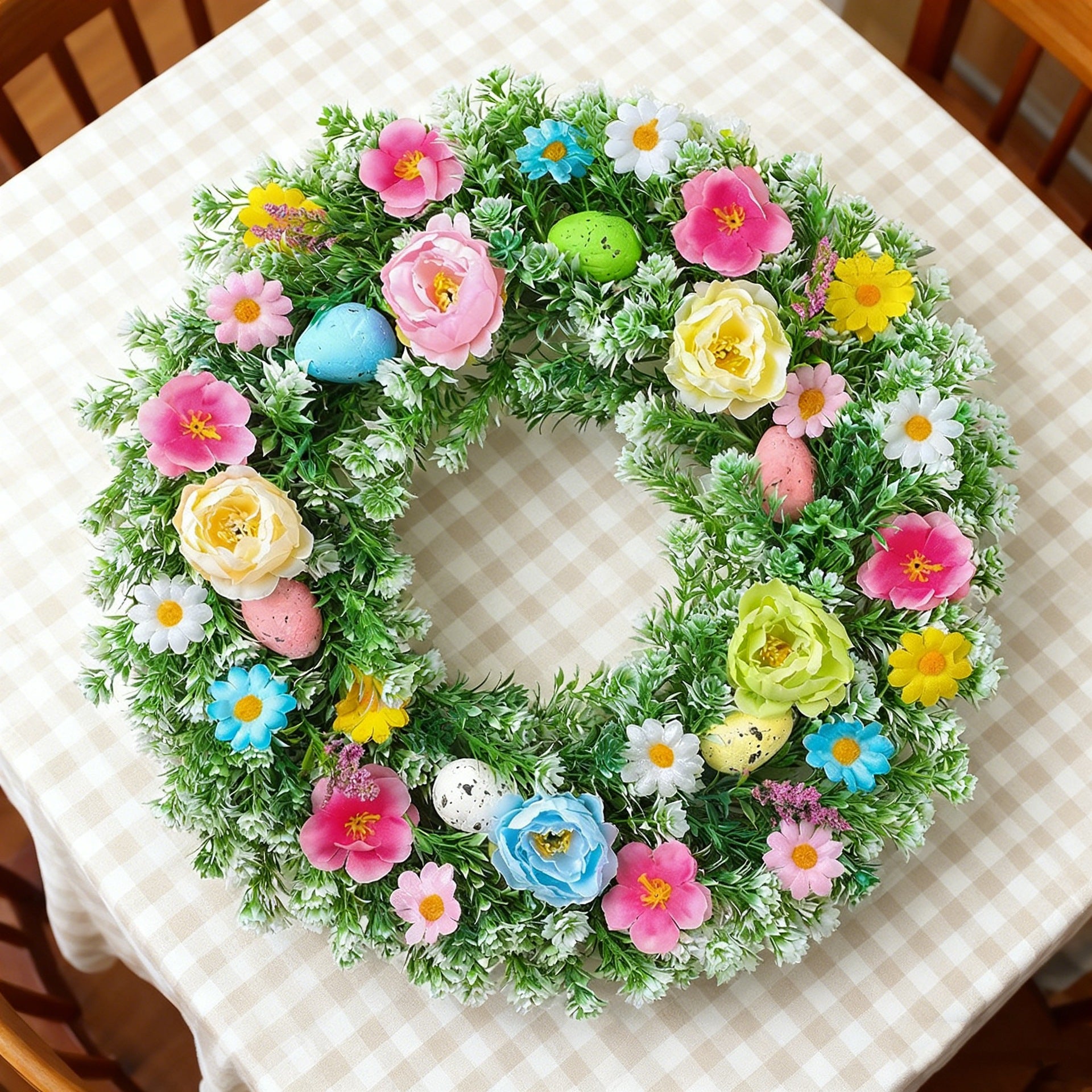 Couronne de Pâques, couronne printanière avec œufs de Pâques ...