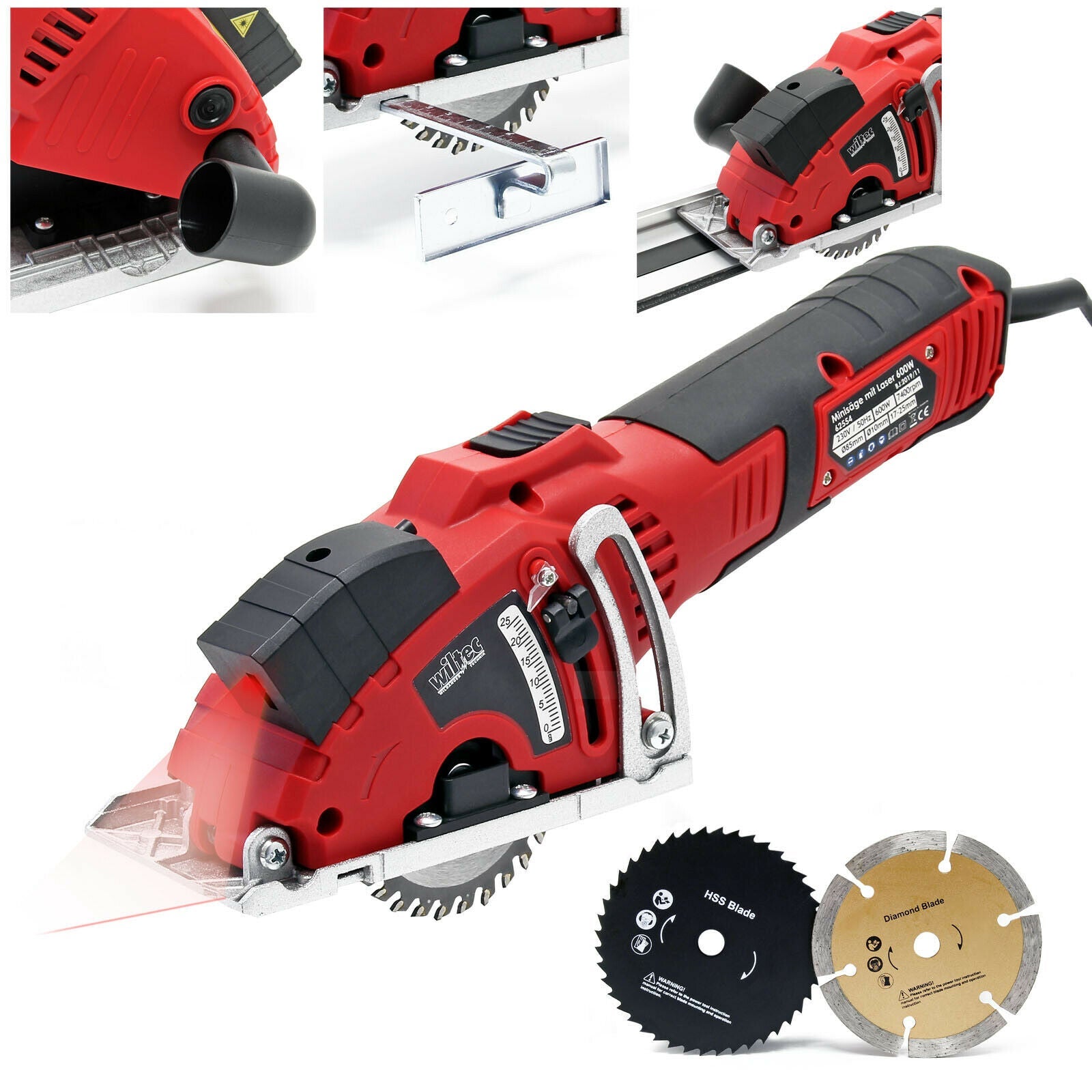 Mini-scie avec laser pour la coupe de lignes 600 watts avec 3 lames de ...
