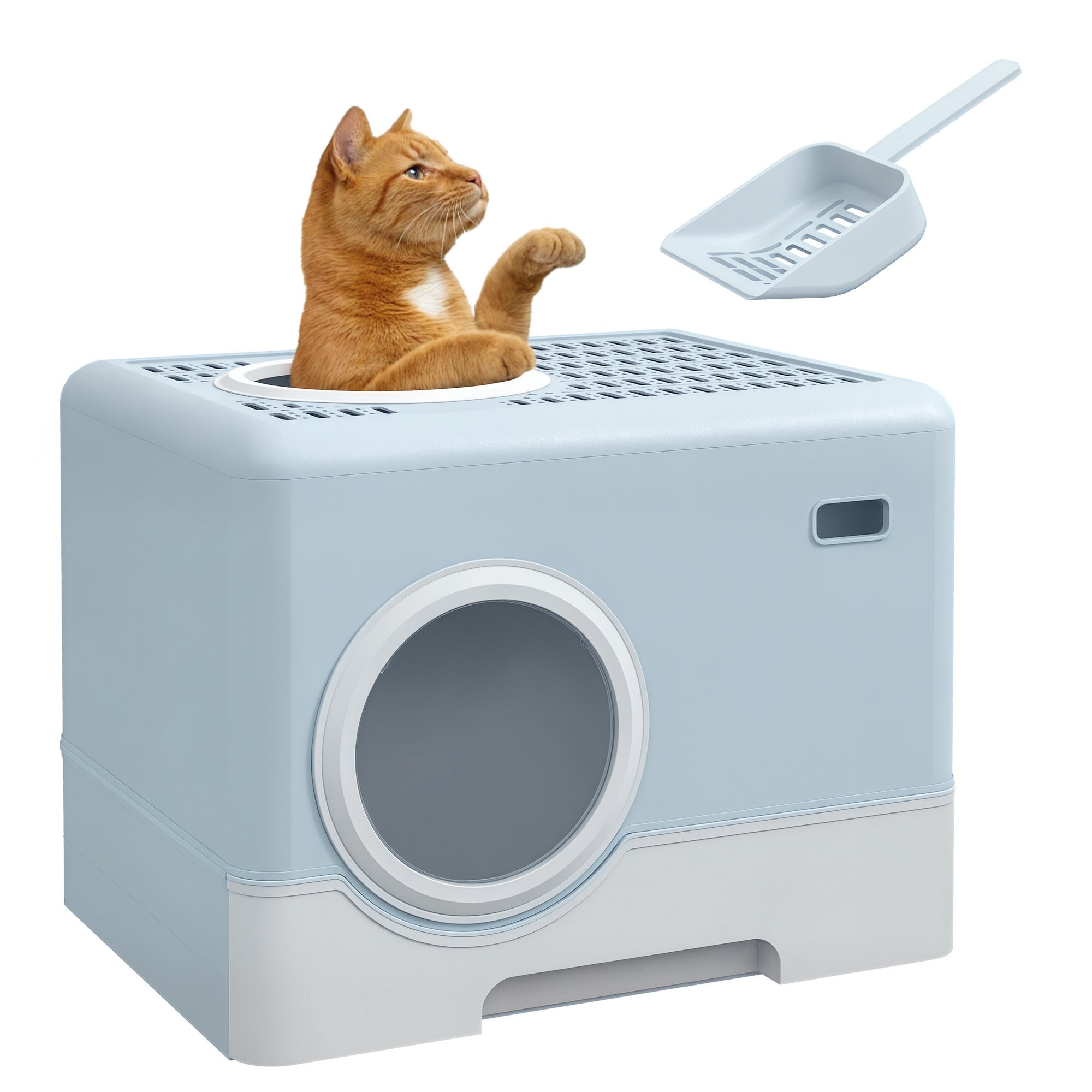 Litière pour chat couverte avec pelle, plateau amovible, entrée et ...