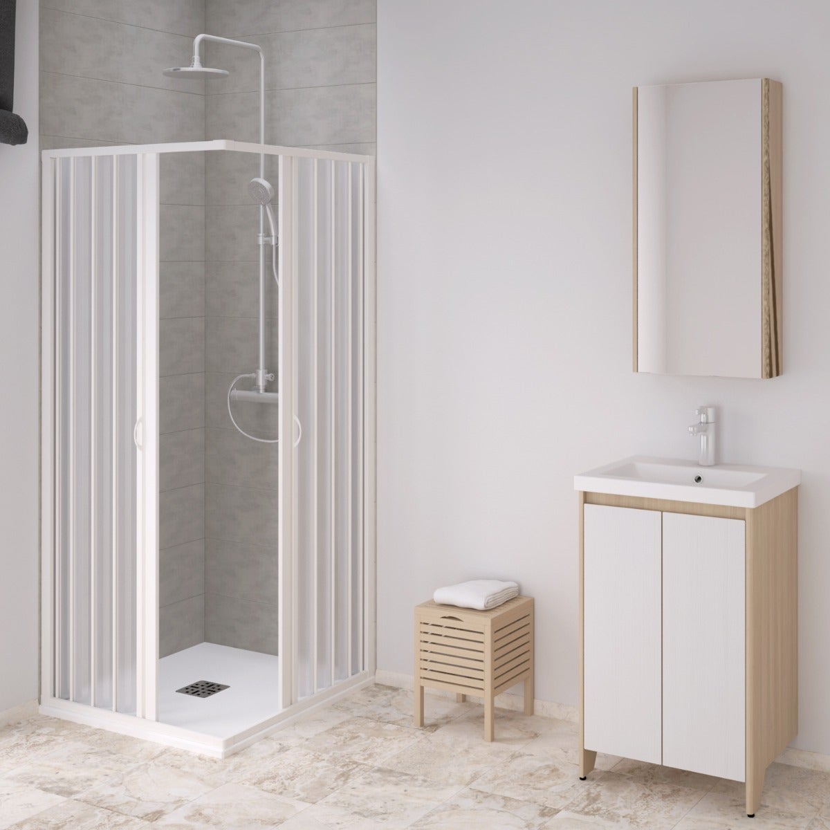 Forte: Box doccia Nova a soffietto angolare in PVC, Anticalcare ...