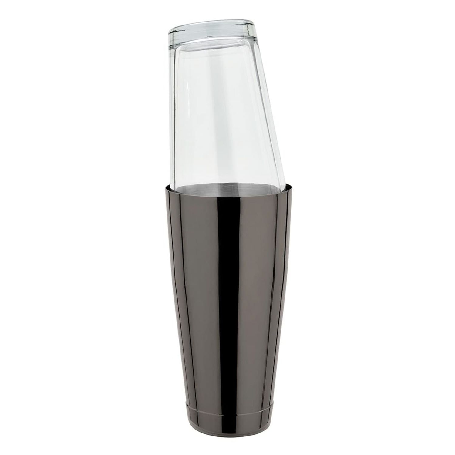 Coctelera Boston 28oz. - Acero inoxidable - GMB - Negro cañón con vaso ...