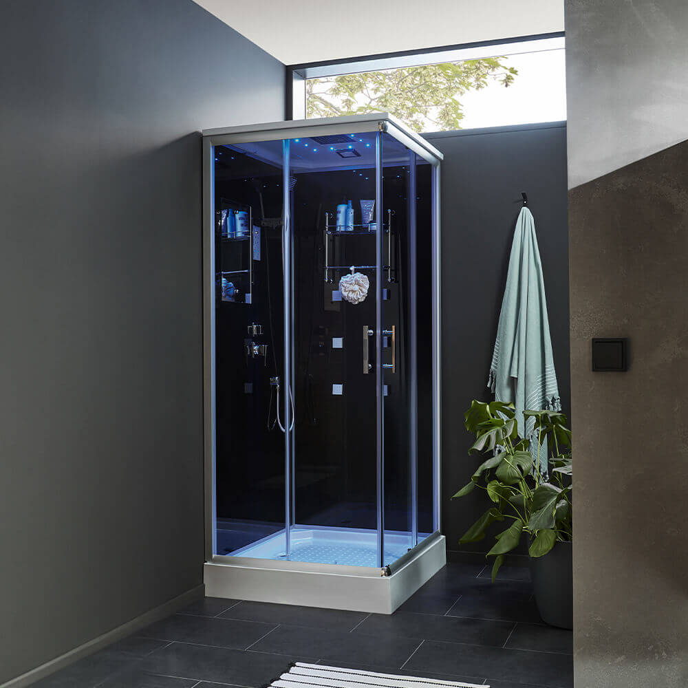 Home Deluxe - Douche complète WAVE S - Noir, dimensions 90 x 80 - avec ...