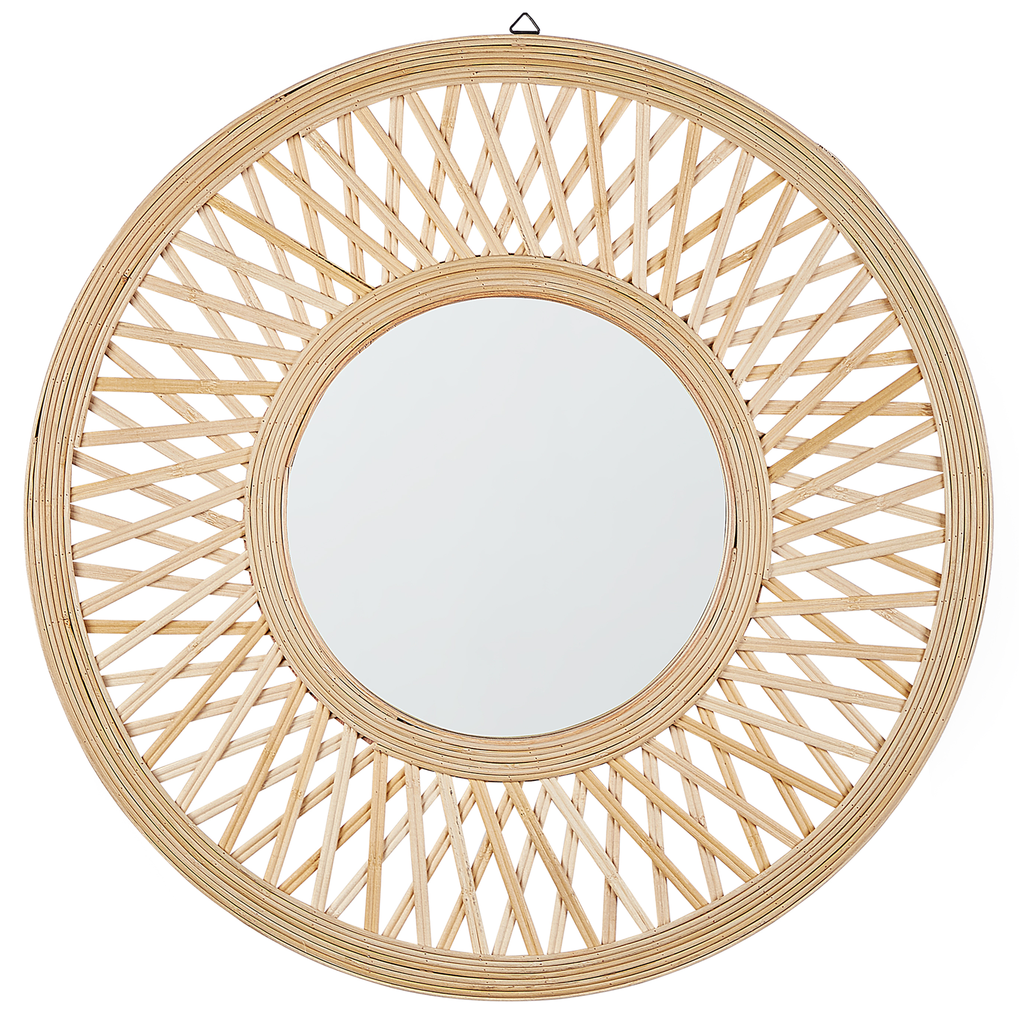 Miroir Mural Déco Rond 60 cm avec Cadre en Bois de Bambou Clair pour ...