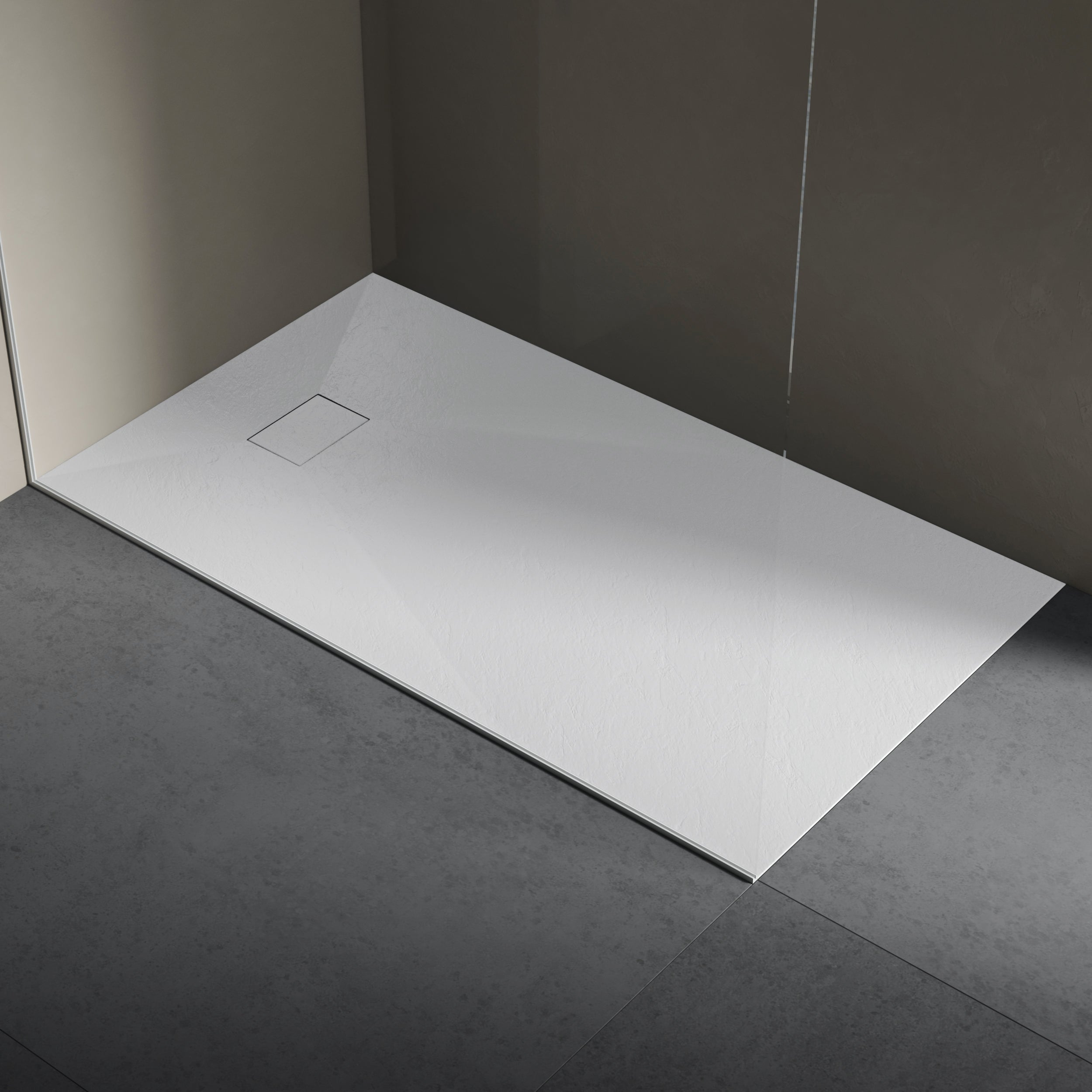 Piatto doccia in resina 70x90 cm SMC effetto pietra colore bianco CUBA ...