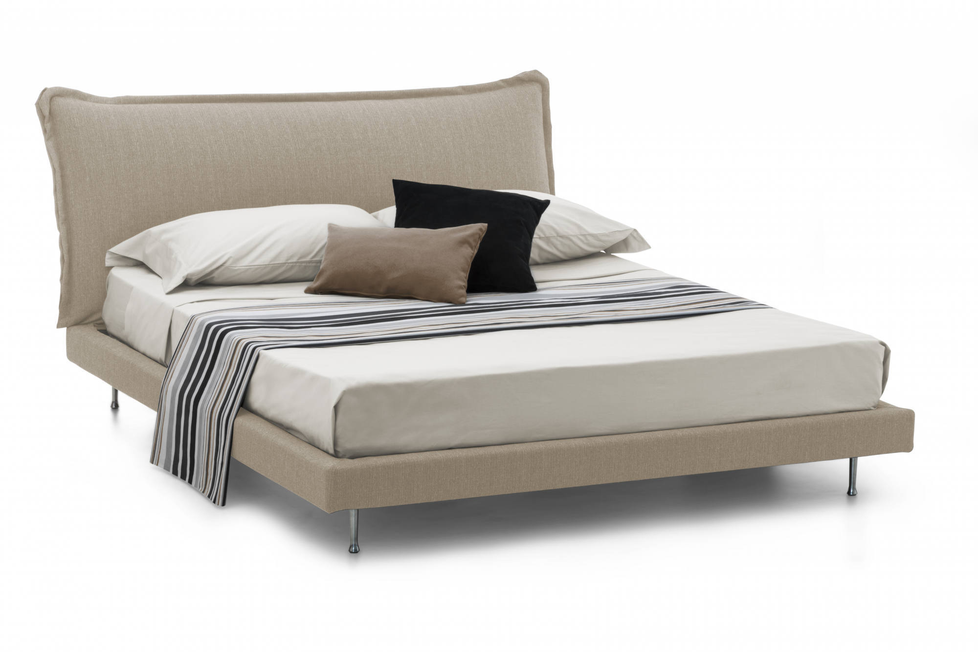 Lit double Arcore, Lit fixe avec revêtement et tête de lit en tissu ...