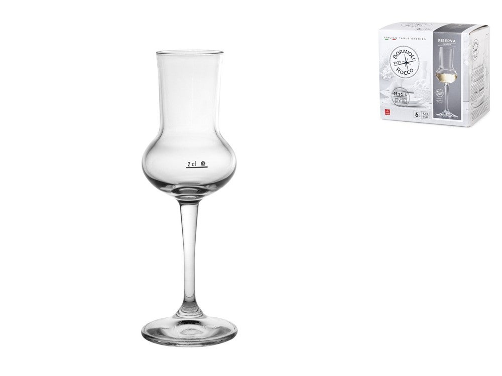 6 vasos de cristal Bormioli Rocco Riserva Grappa Rigo | Leroy Merlin