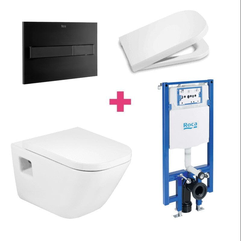 ROCA Inodoro GAP SQUARE Suspendido con caída amortiguada y pulsador ...