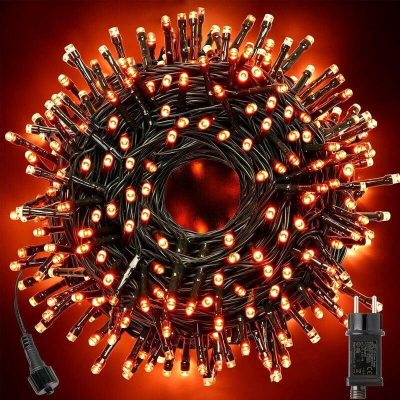 Guirnalda de luces LED naranjas conectables, 20 m, 200 LED, impermeable ...