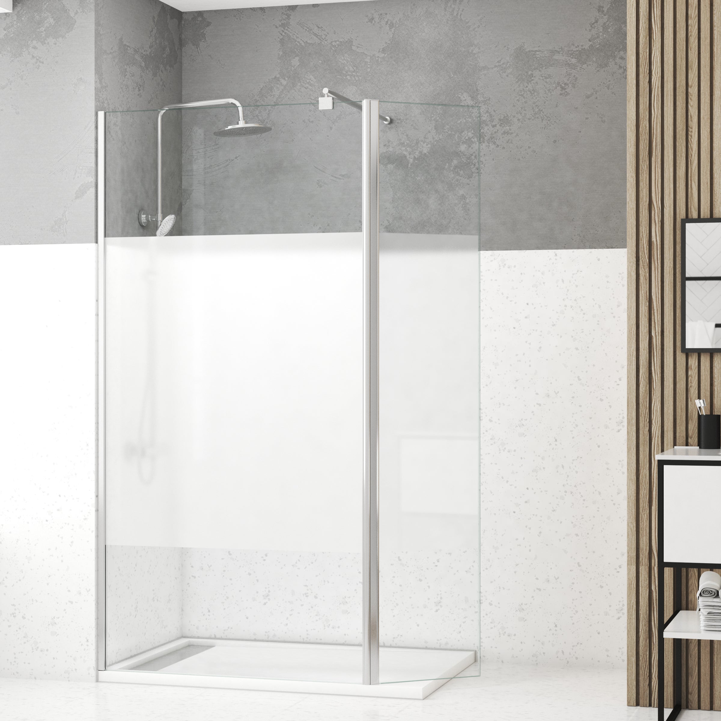 Paroi de Douche et Volet Pivotant 100+40x200 cm - Bande Dépolie - Barre ...