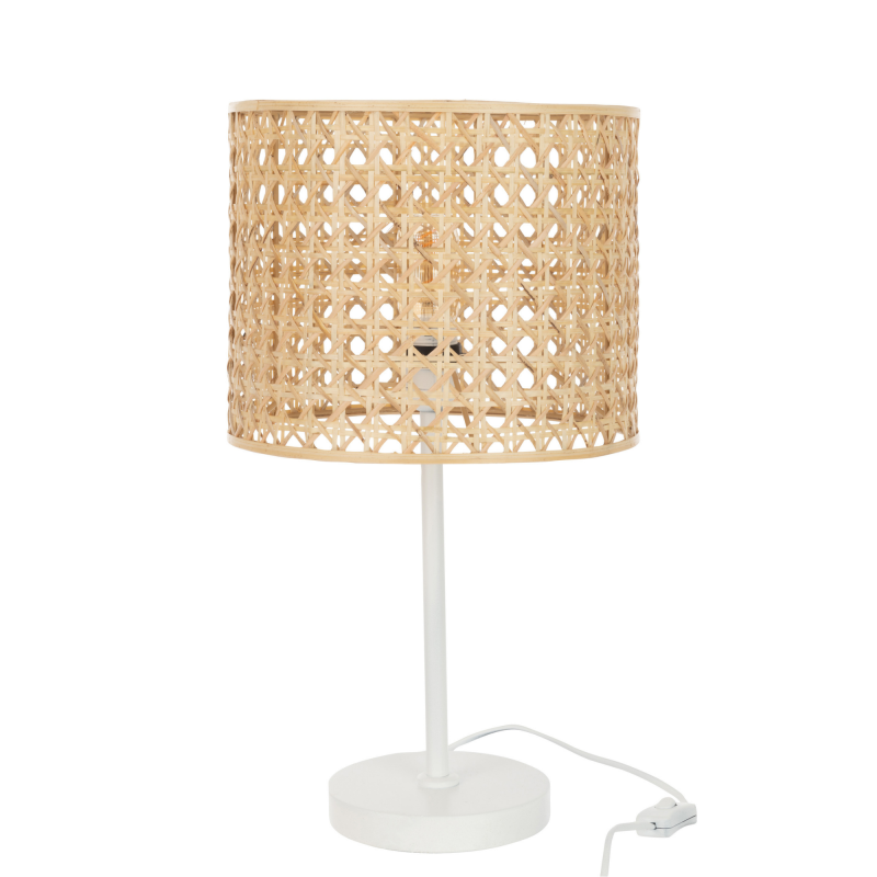 Lampe en cannage pied métal blanc ROMA | Leroy Merlin