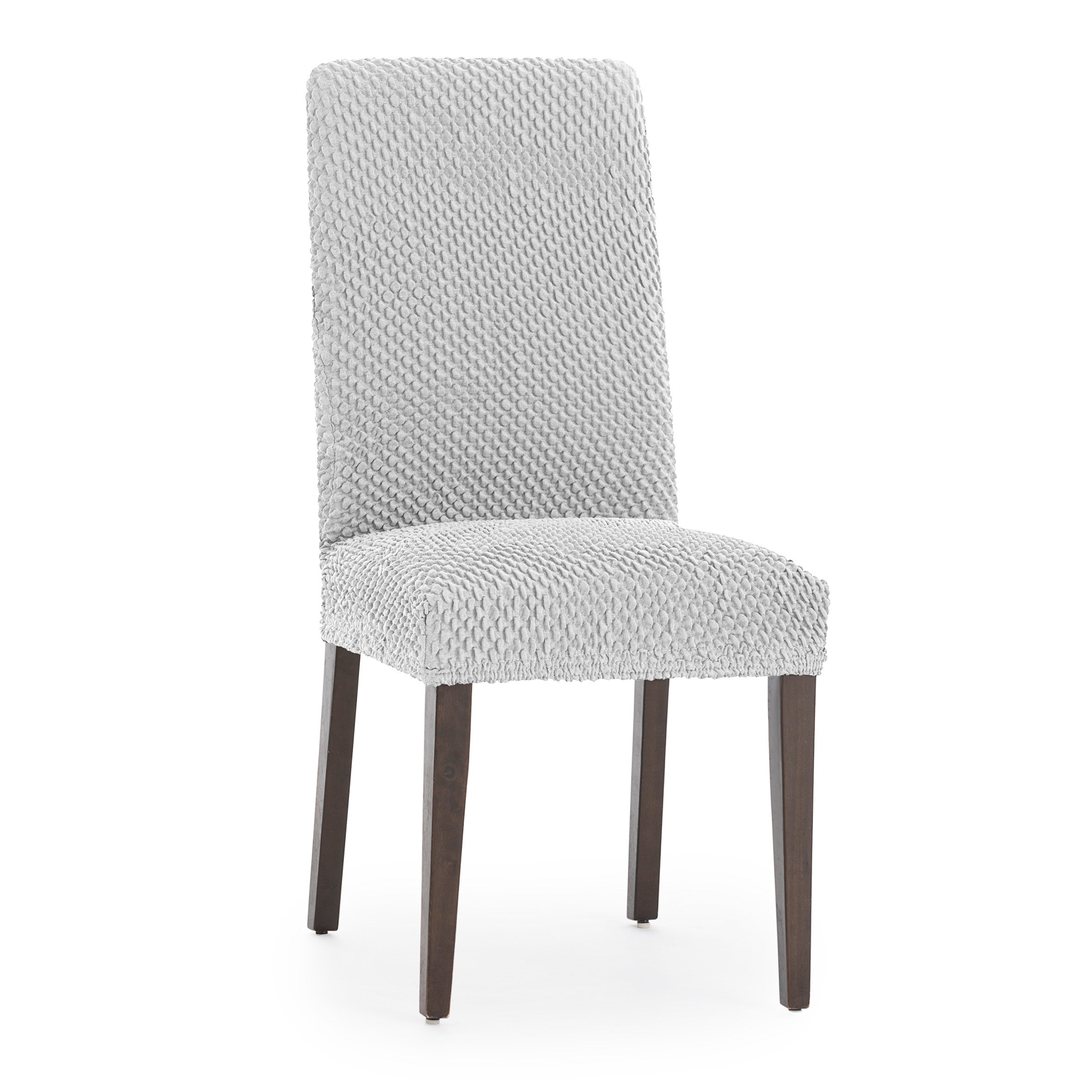 Pack 2 housses de chaise avec dossier extensible gris clair 40 - 55 cm ...