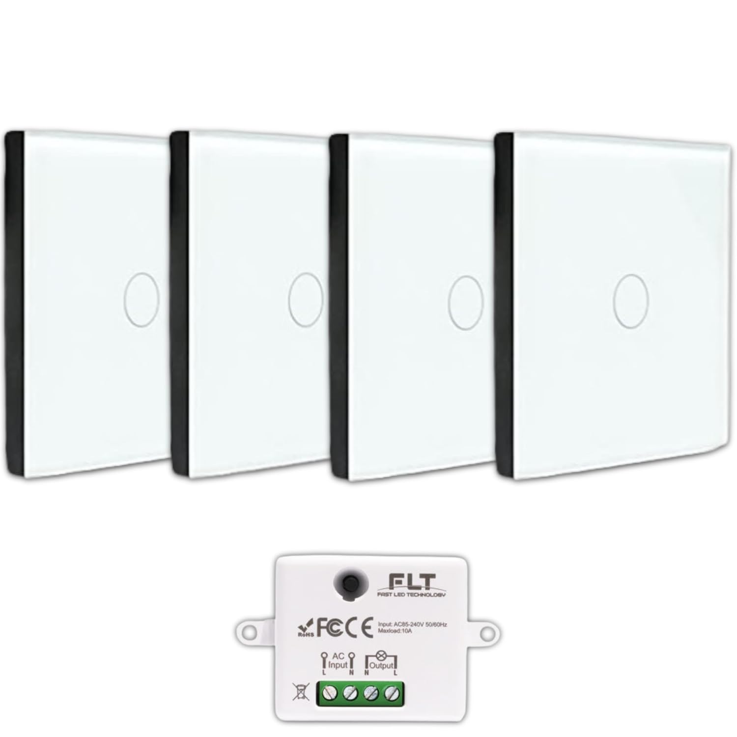 Kit interrupteur sans fil tactile prêt à poser - 4 interrupteurs sans ...