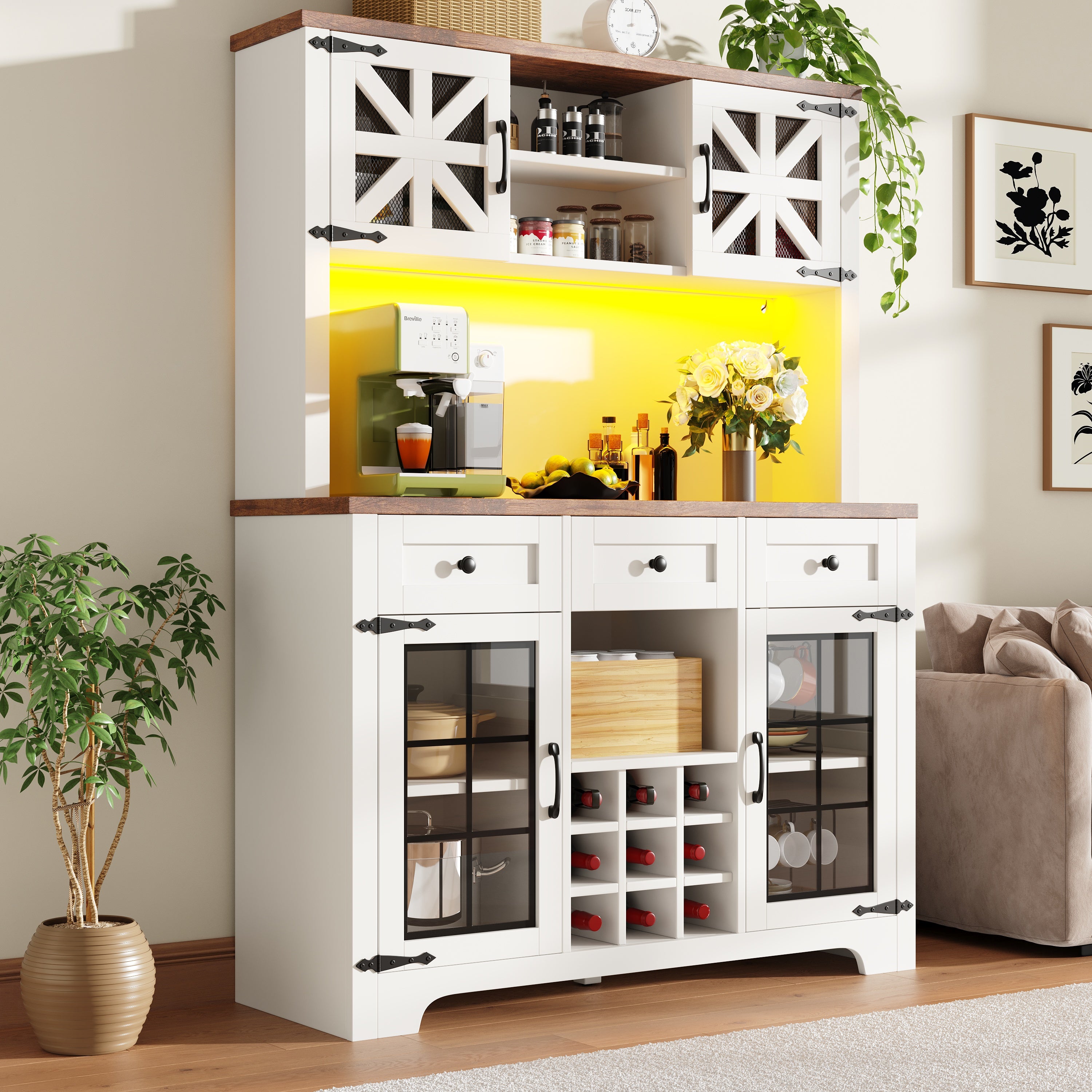 Mueble de cocina alto con iluminación LED inteligente y control ...