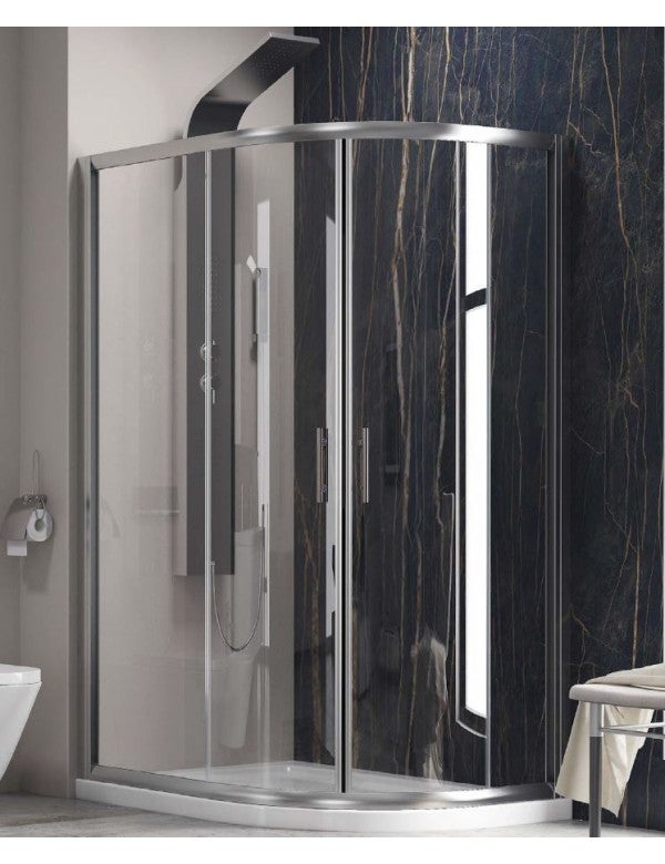 Cabine de douche d'angle ¼ de cercle FLORA 650 90x120 H.190 cm-Blanc ...