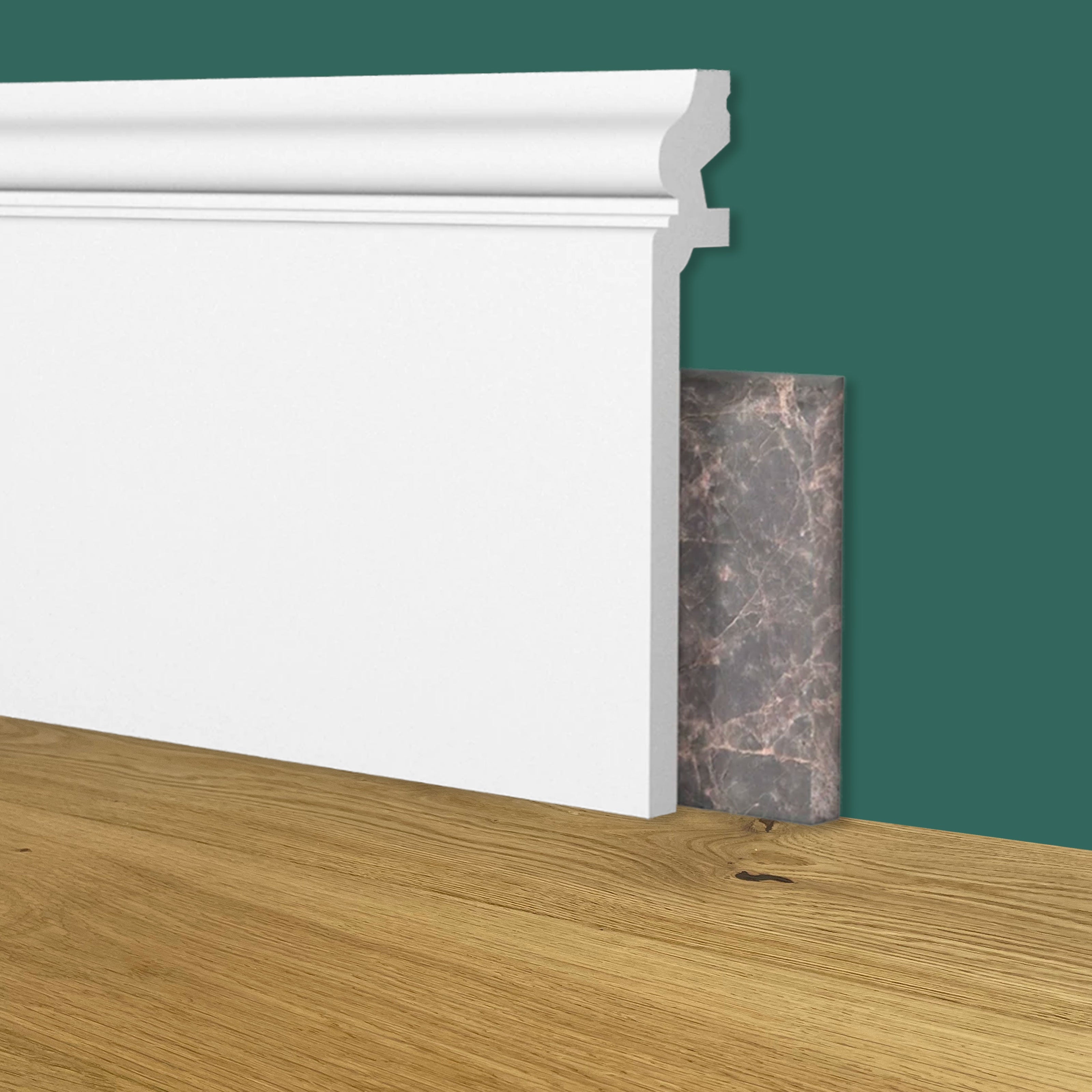 Plinthe DUCALE High WHITE revêtue de marbre 138x22x2000mm en POLYMÈRES ...