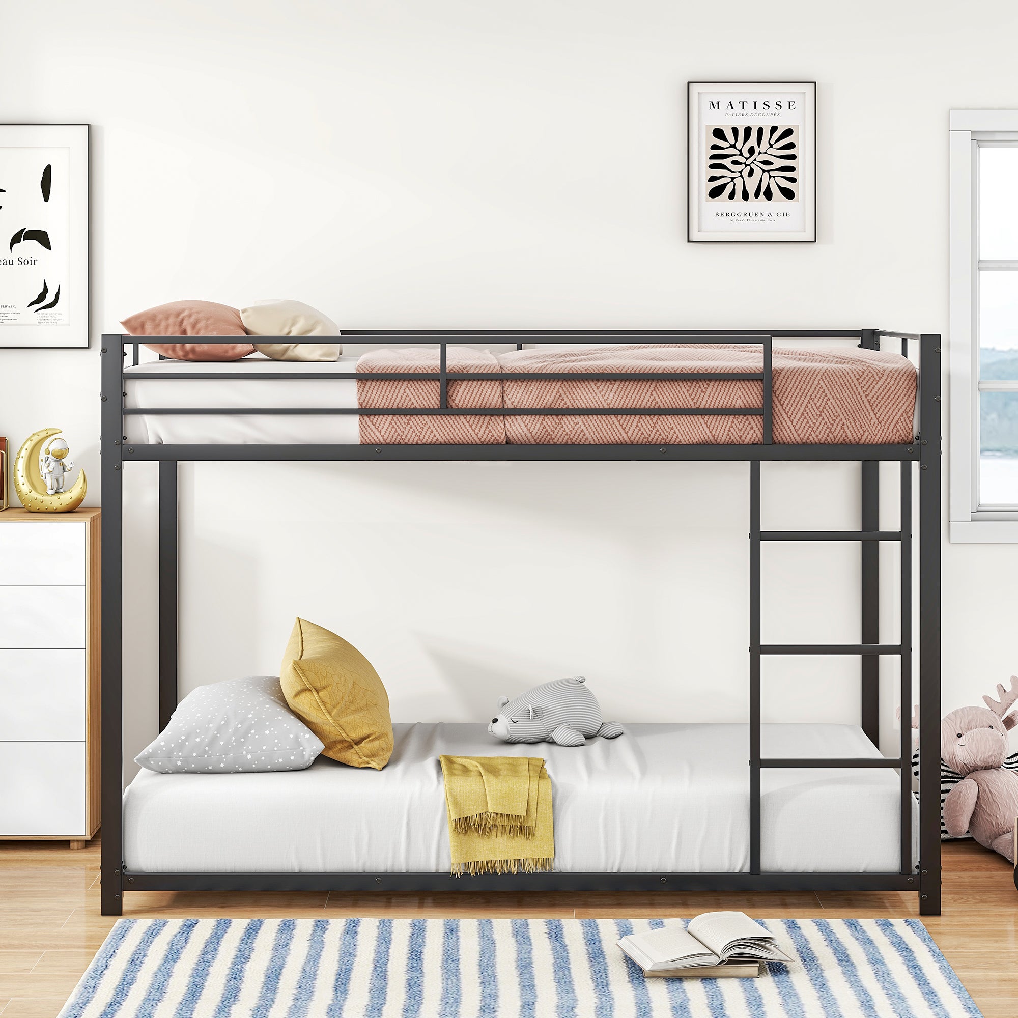 Łóżka piętrowe 2 x 90 x 200 cm - Żelazna rama łóżka - Stelaż łóżka i ...