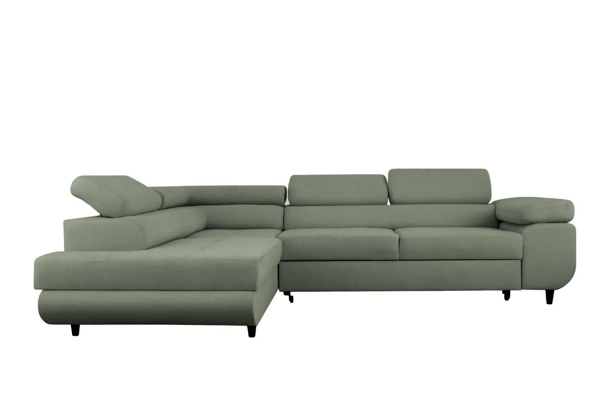 CHARLIE - Canapé d'angle convertible tissu chiné 4 places - Vert ...