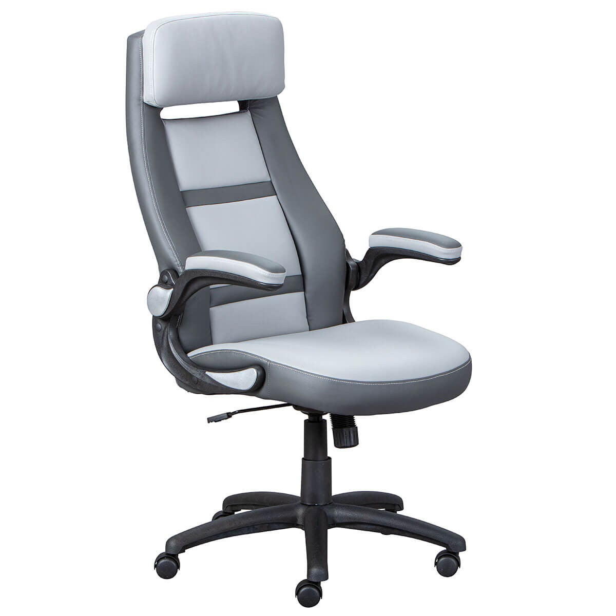 ENEKO - Fauteuil de Bureau Simili Cuir Coloris Gris et Noir | Leroy Merlin