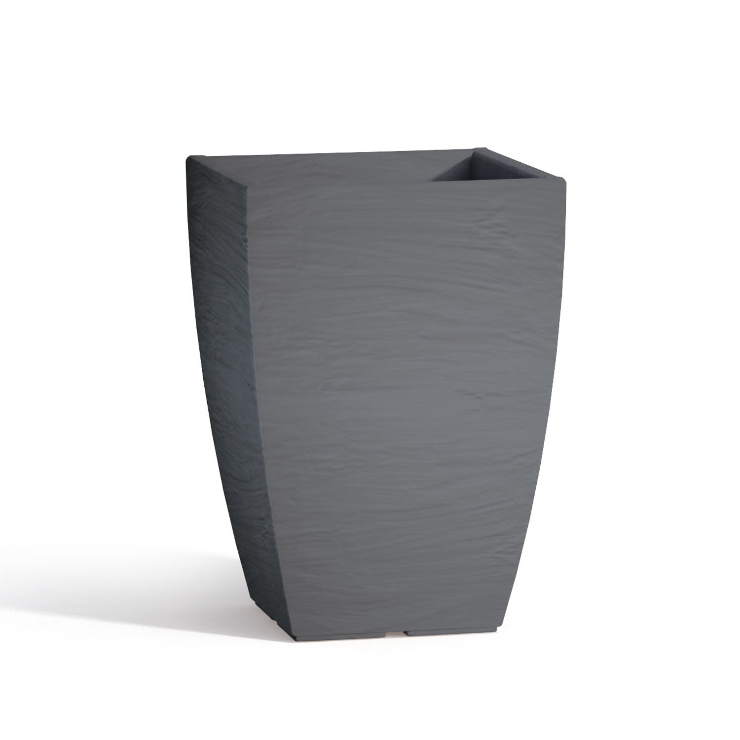 Pot de Fleurs avec Sous-Pot Aloe en Résine Carré Gris H40 27x27 Cm ...