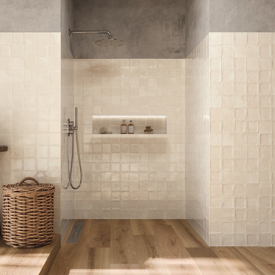 Carrelage Effet Zellige 10x10 Cm Nour Bone | Leroy Merlin