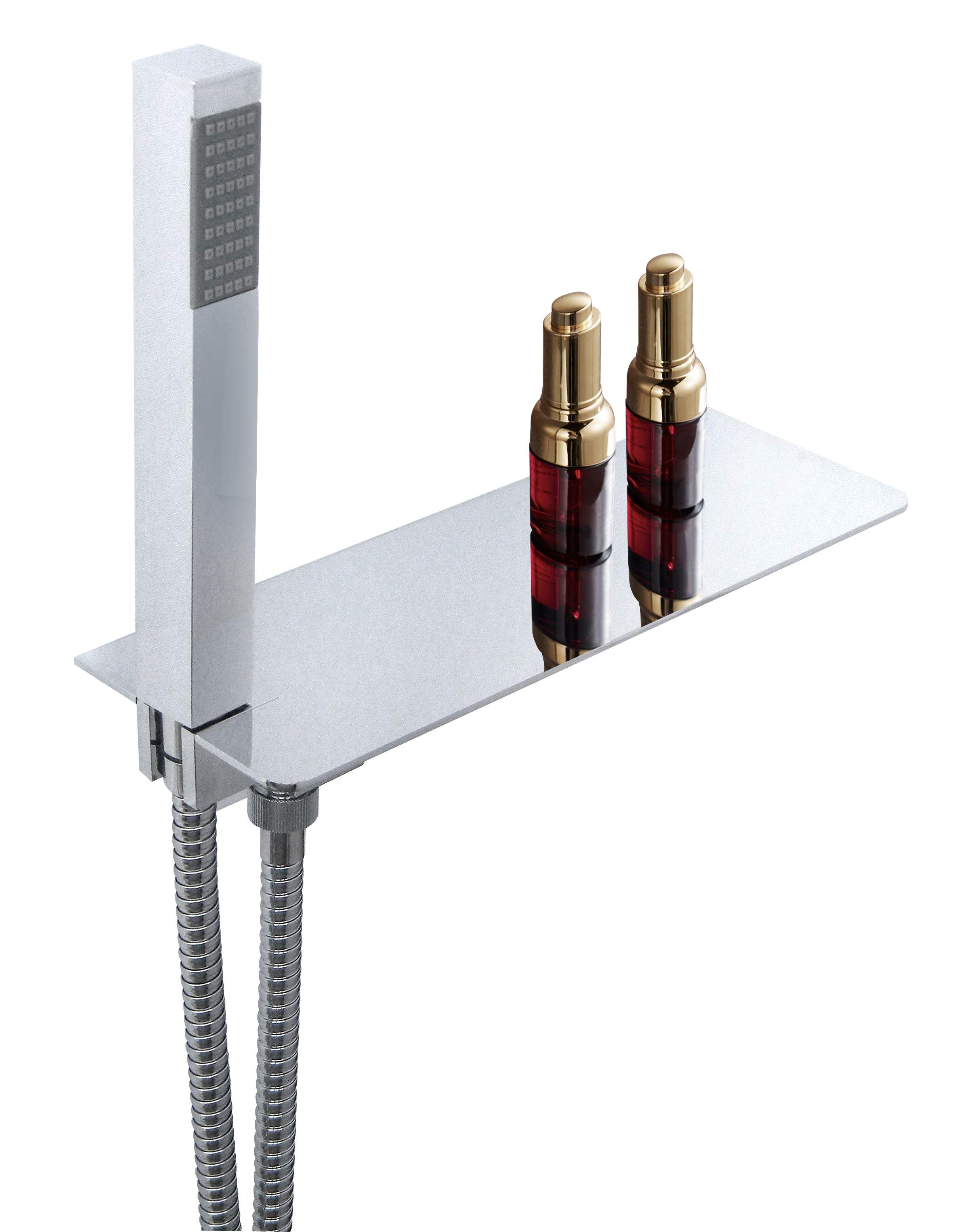 Kit de ducha modelo cuadrado con salida de agua, teleducha y repisa ...