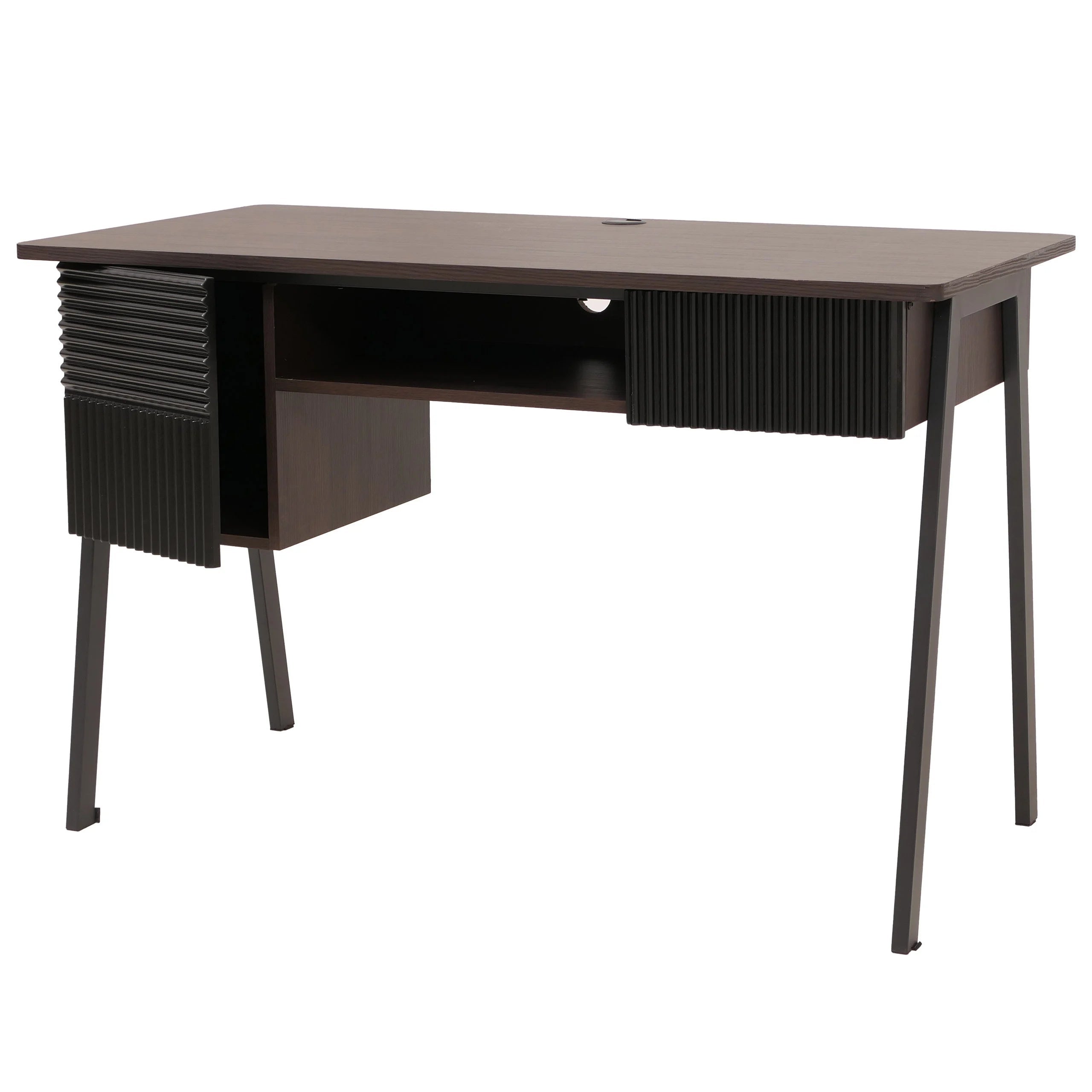 Bureau informatique design 120 cm effet noyer table de travail avec ...