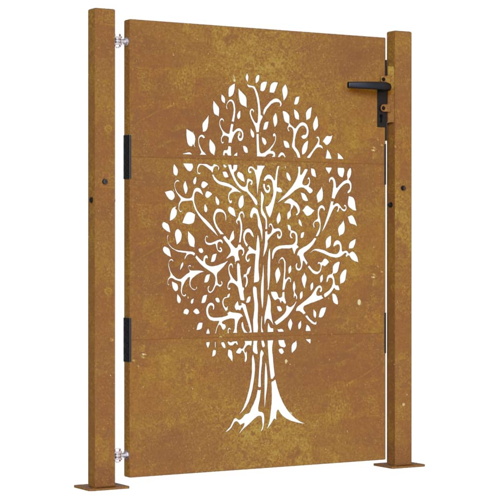 Portail de jardin en acier corten design arbre 105x155 cm - COMFORTXL ...