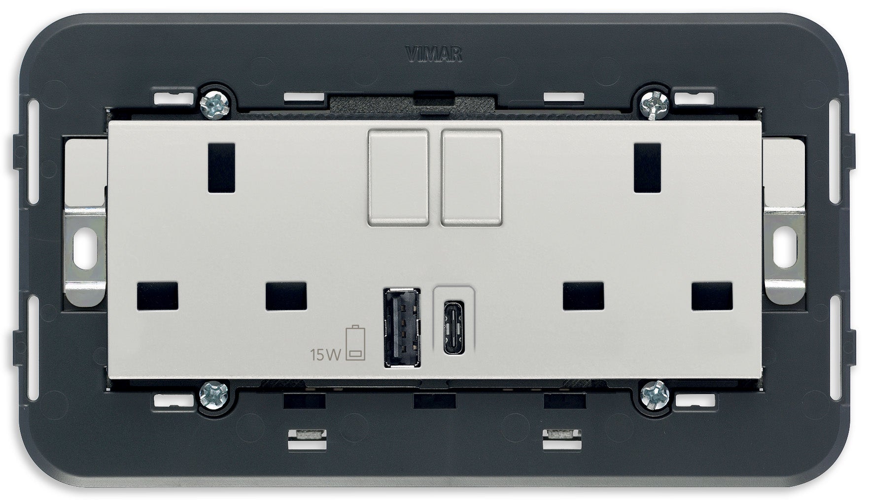 VIMAR - 20224.AC.N 2 prises 2P+E 13A BS +int +USB A+C Suivant | Leroy ...