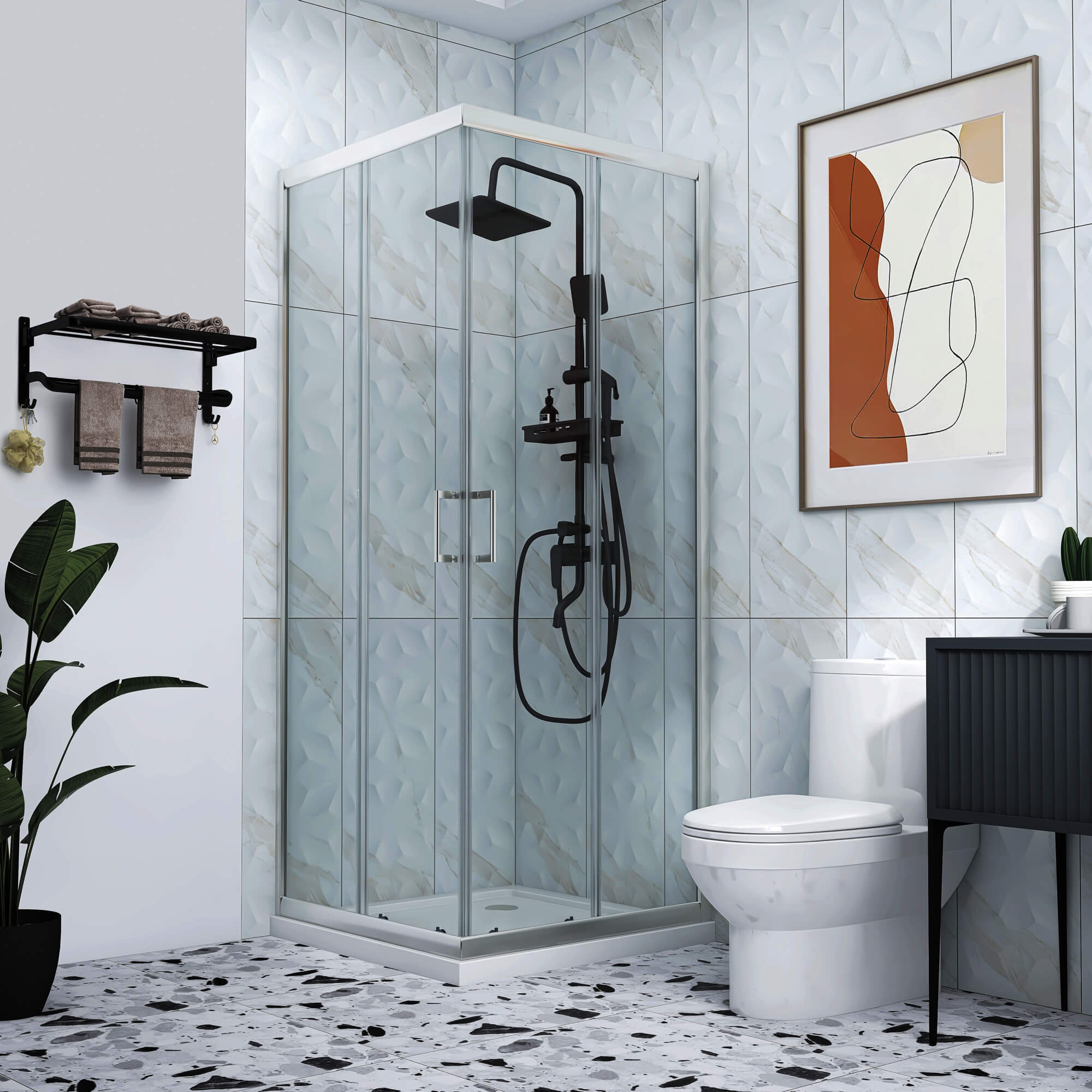 Siro - Box doccia ad angolo 100x80 cm 2 ante scorrevoli cromo ...