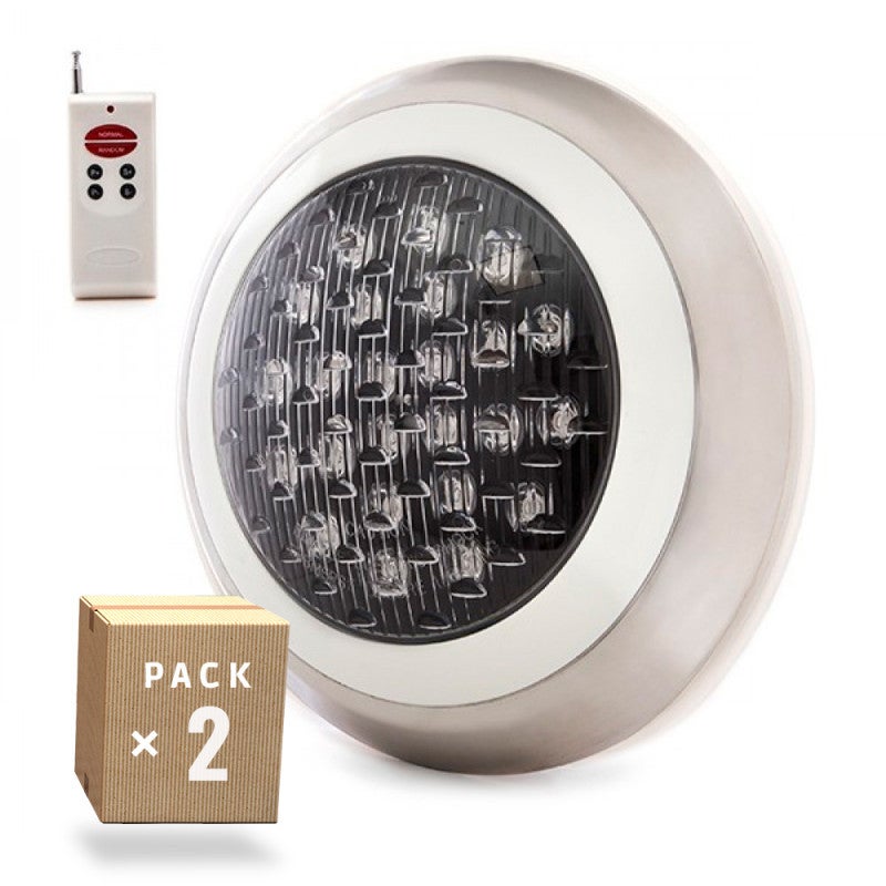 Pack de 2 Spots Piscine LED 24W Surface Ø300Mm Multicolore Télécommande ...