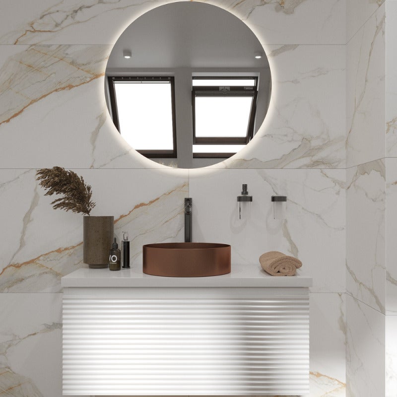 Naturel Iluxit Miroir rond avec éclairage LED 80x80 cm (ZIL80KLEDP ...