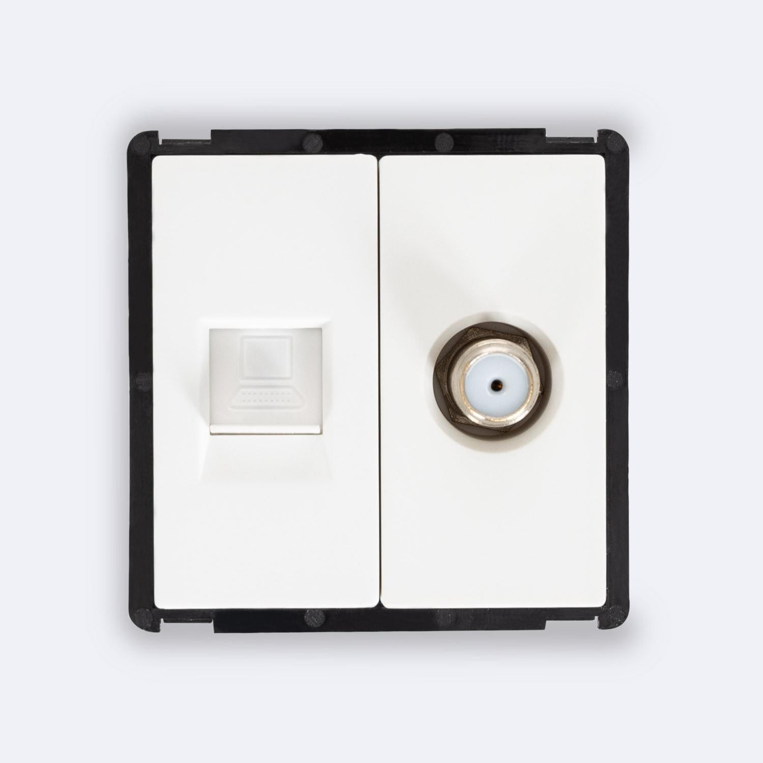 Prise Internet RJ45 CAT 6 + Satellite Modern Noir | Leroy Merlin