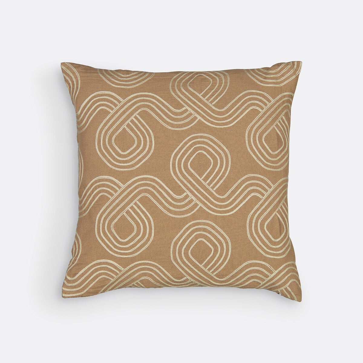 Housse de coussin brodée 45x45 cm, Belby - Ecru/marron glacé - 45 x 45 ...