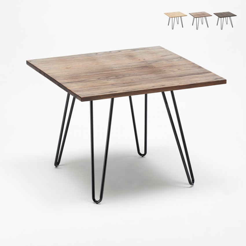 Table industrielle 80x80 de bar restaurant maison acier et bois Hammer ...