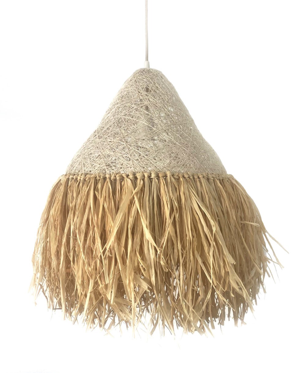 Lampada in rafia a sospensione in rafia naturalee con fibre naturalei ...