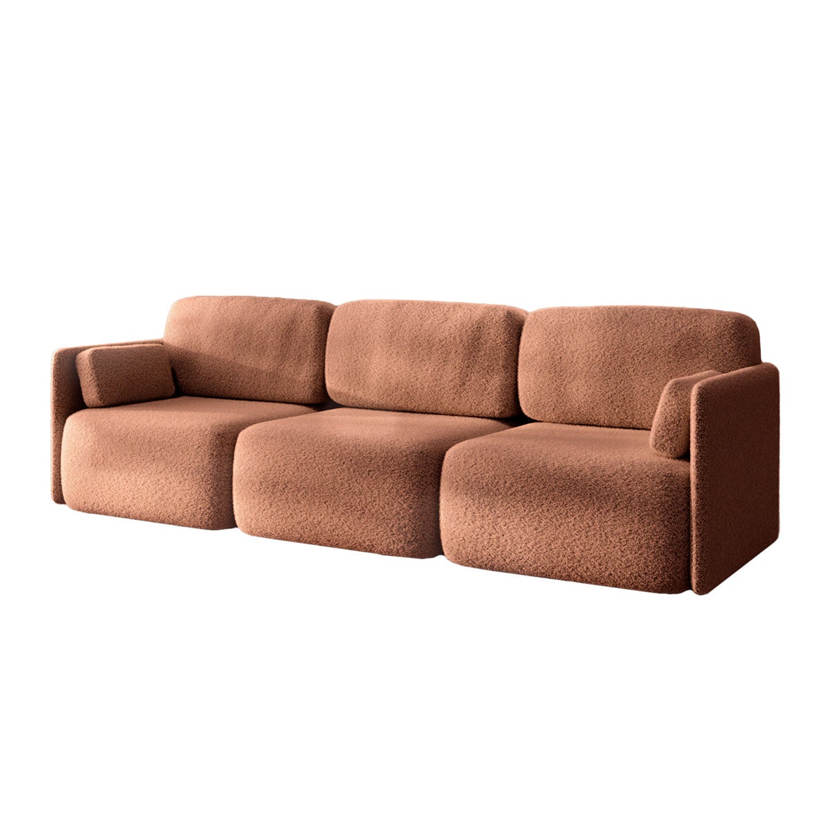 Canapé de 3 modules bouclé marron terracotta, brazos estr. 90x96x283 ...