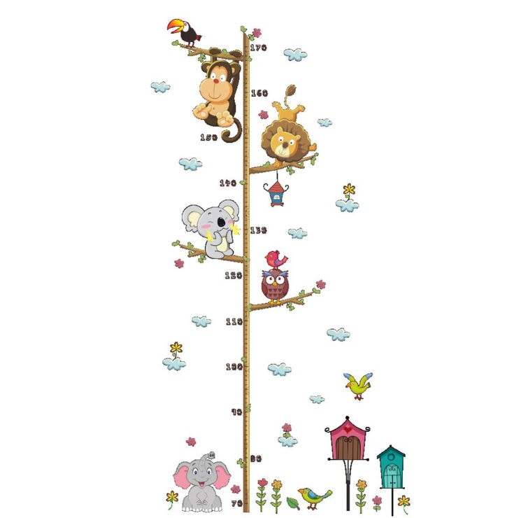 Hauteur De Mesure Arbre Mur Autocollant Amovible Dessin Animé ...