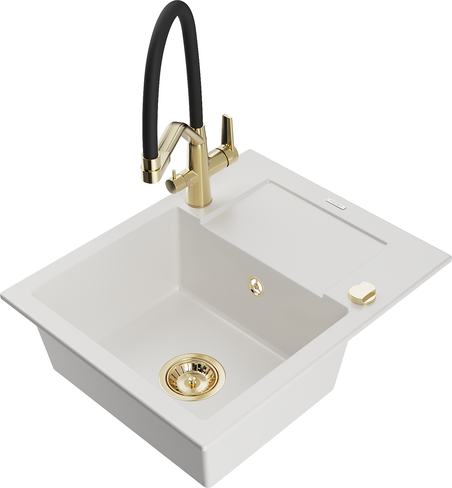 Mexen Enzo fregadero de granito de 1 cubeta con escurridor y grifo de ...