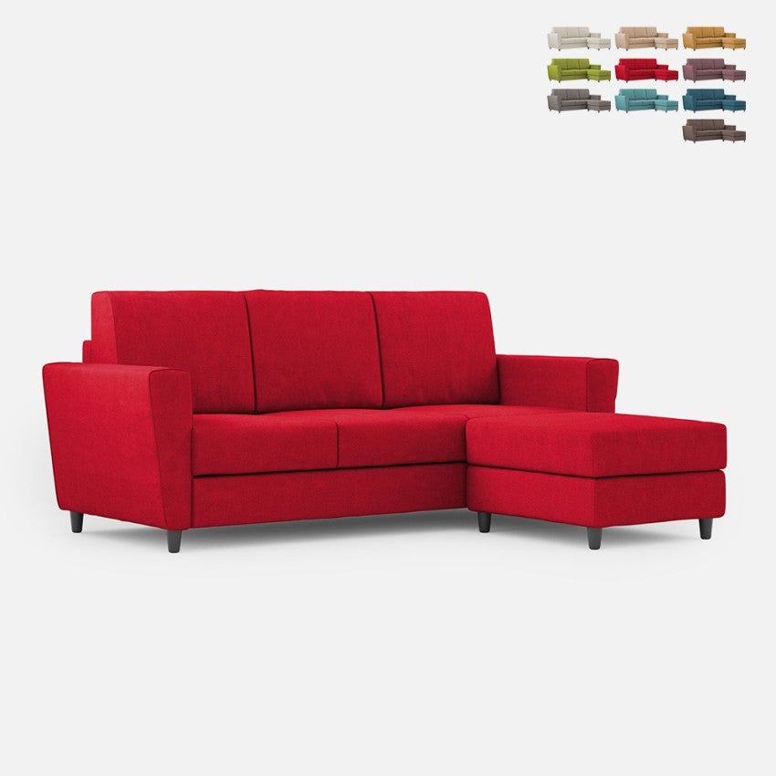 Sofá moderno de tela 3 plazas 212 cm pouf reposapiés Yasel 180P | Leroy ...