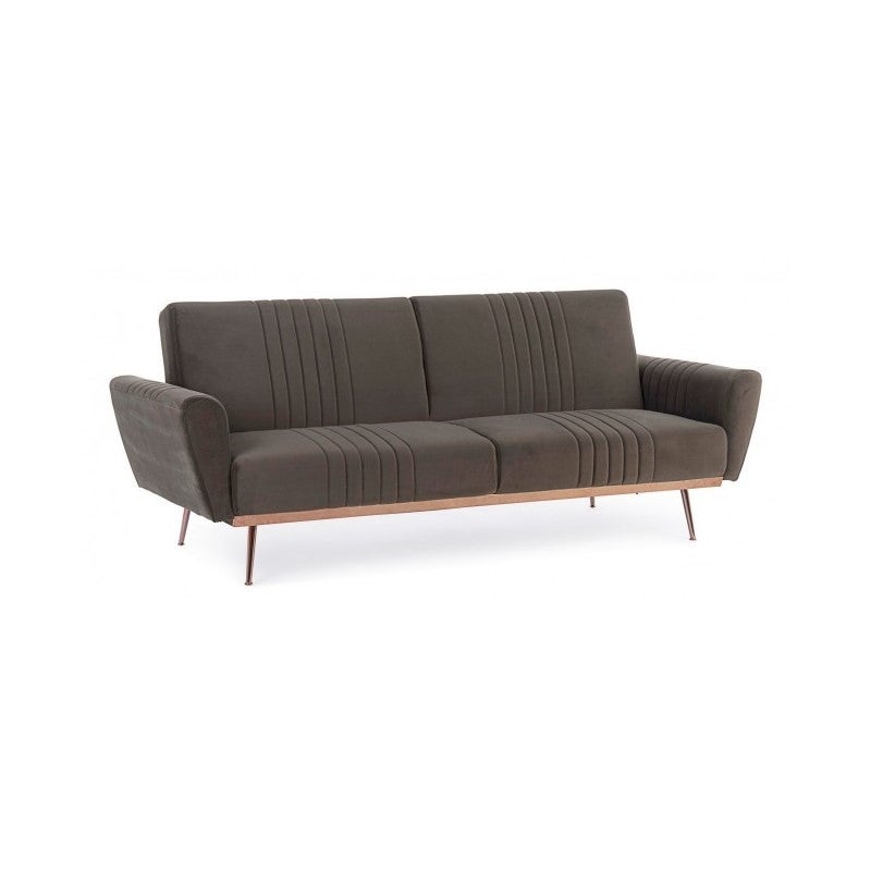 Sofá cama JOHNNY de tres plazas en terciopelo Visone 210x83x h85 cm | Leroy Merlin