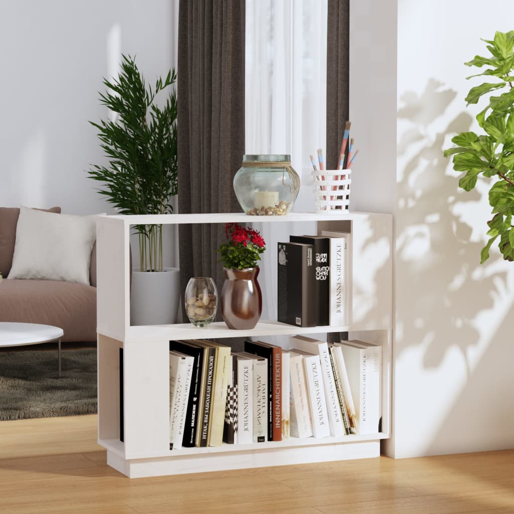 Libreria/divisorio per ambienti bianco, 80x25x70 cm, in legno massello ...