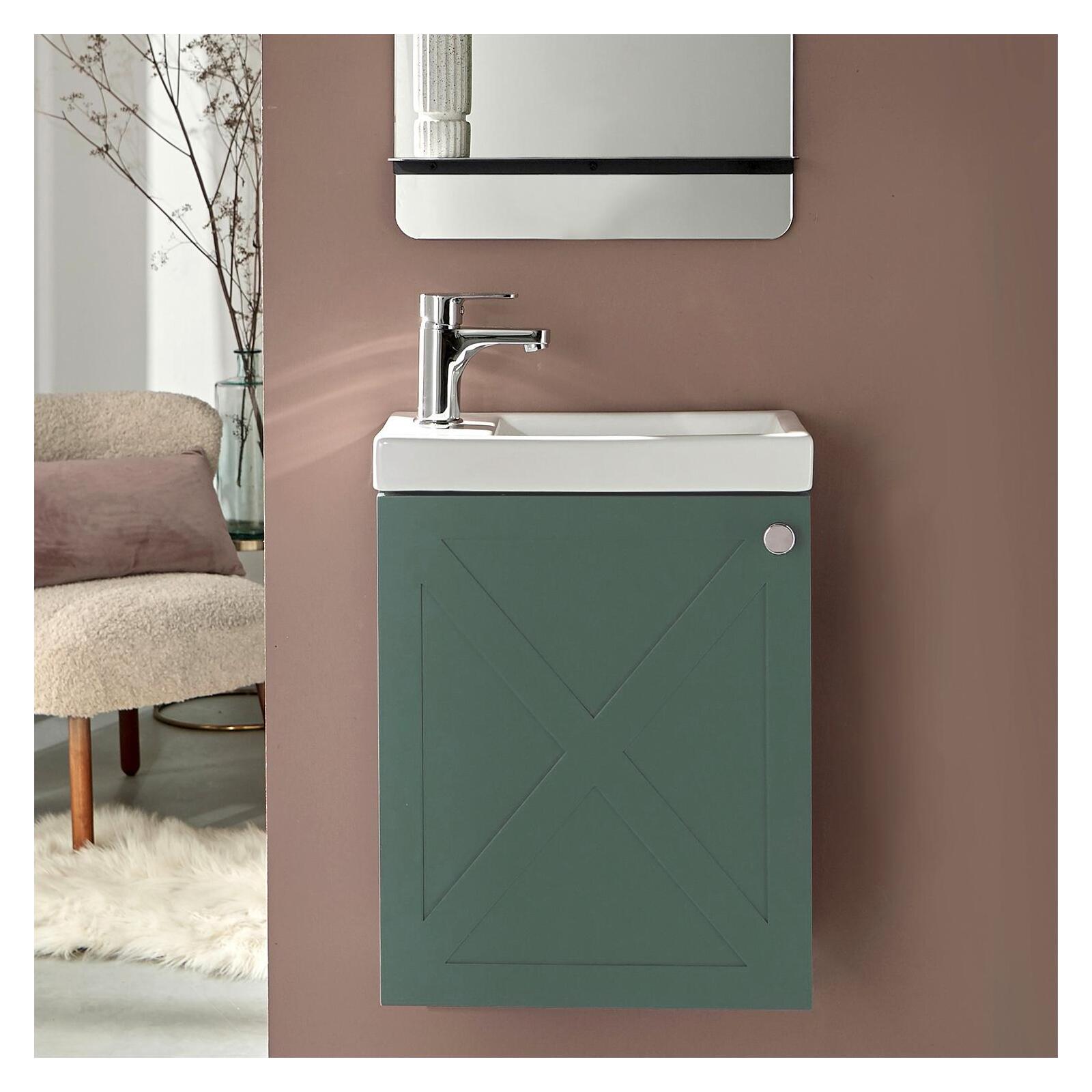 Meuble lave-mains AVA vert de gris + robinet chromé | Leroy Merlin