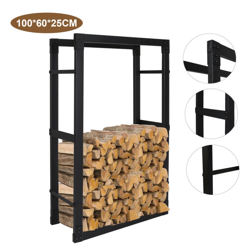 Range bûches métal Noir mat Rangement Bois Bûche Range-bûches Design ...