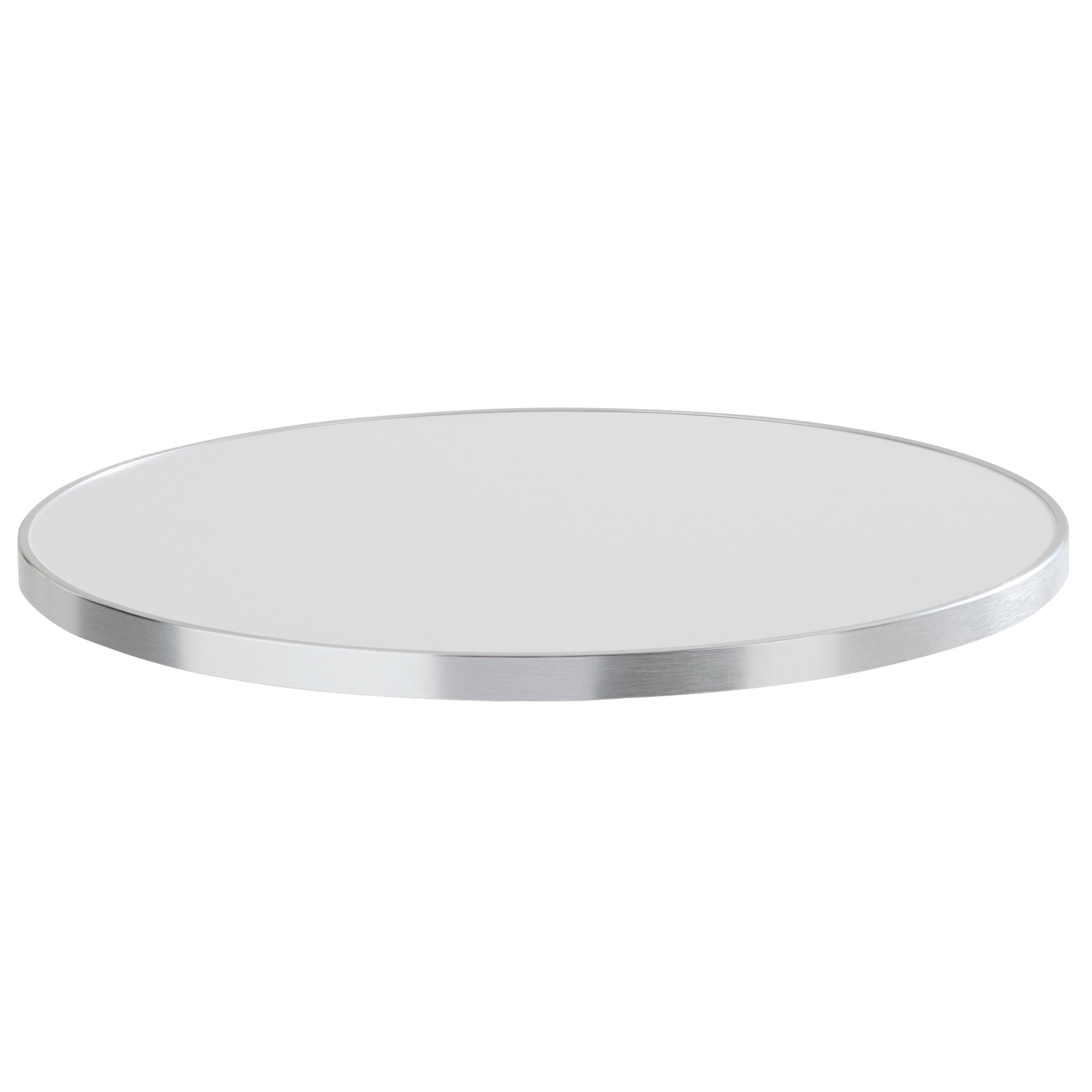 Plateau de table rond blanc avec cerclage argent 60 cm | Leroy Merlin