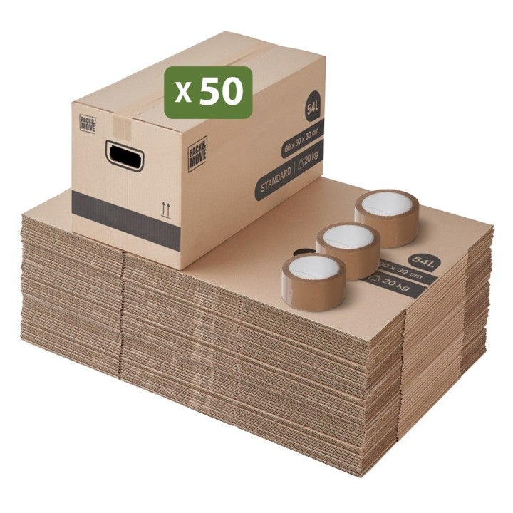 Pack and Move - Lot 50 cartons déménagement stockage standard - 60 x 30 ...